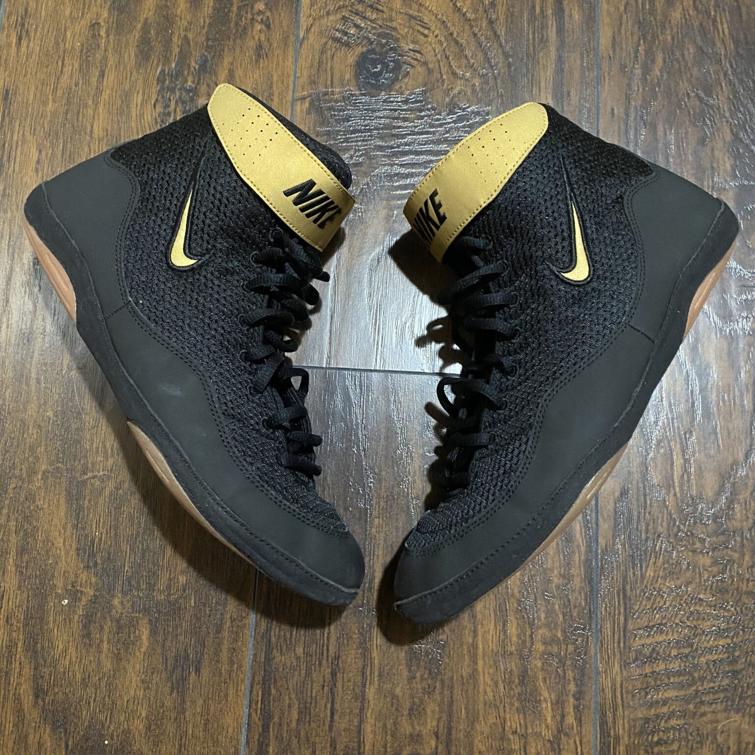 Nike Black & Gold Inflict 3 Wrestling Shoes