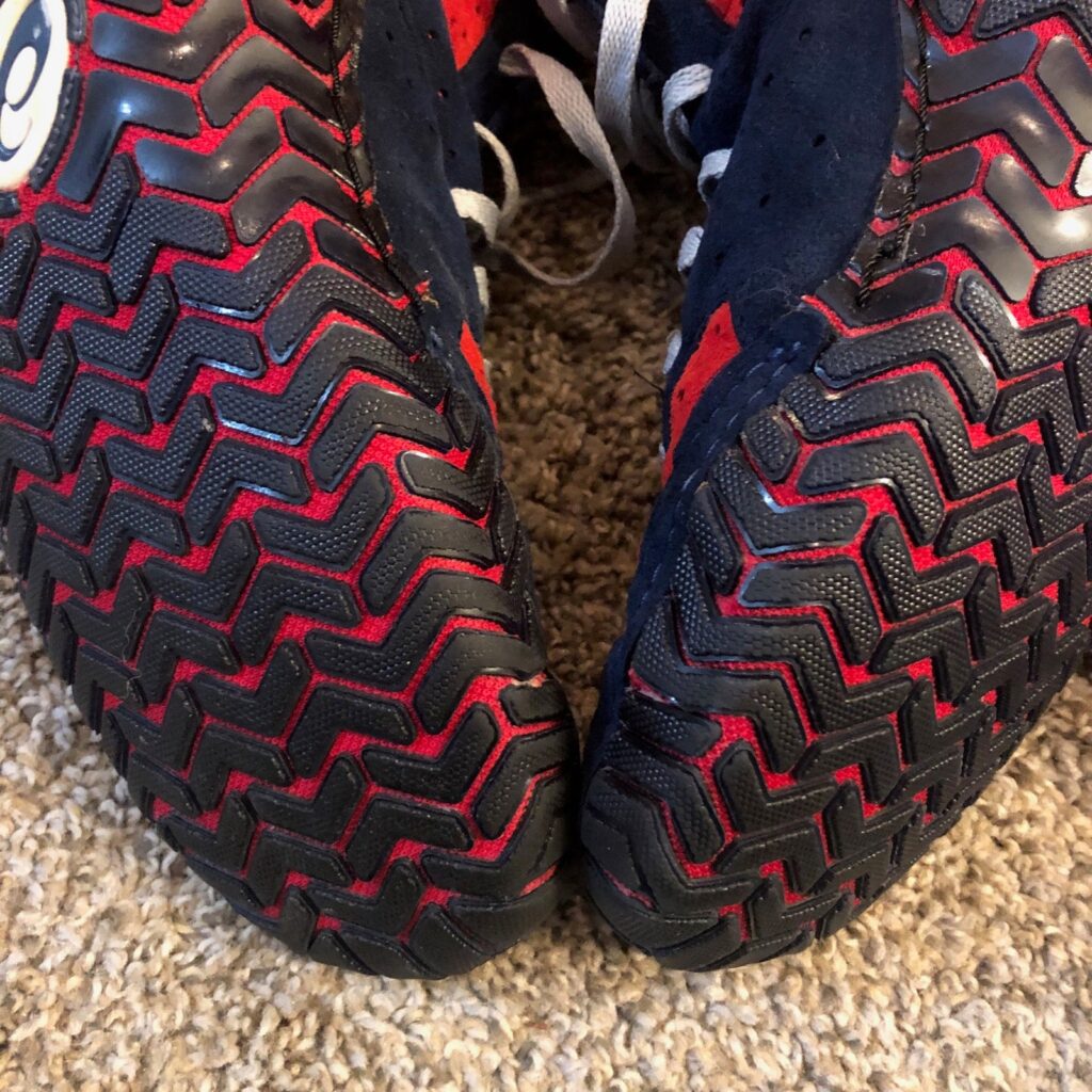 Red, White & Blue Asics Aggressor Wrestling Shoes