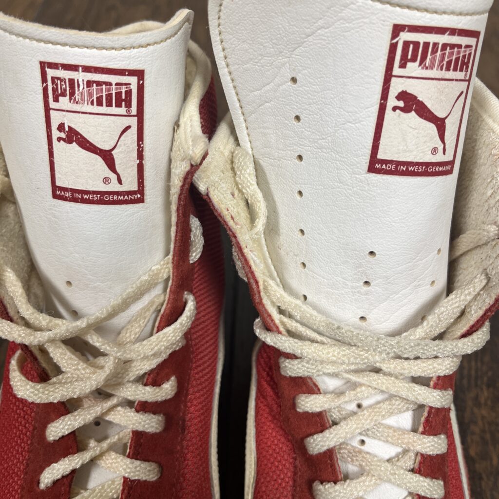 Red & White 1980s Puma Wrestling Shoes - West Germans